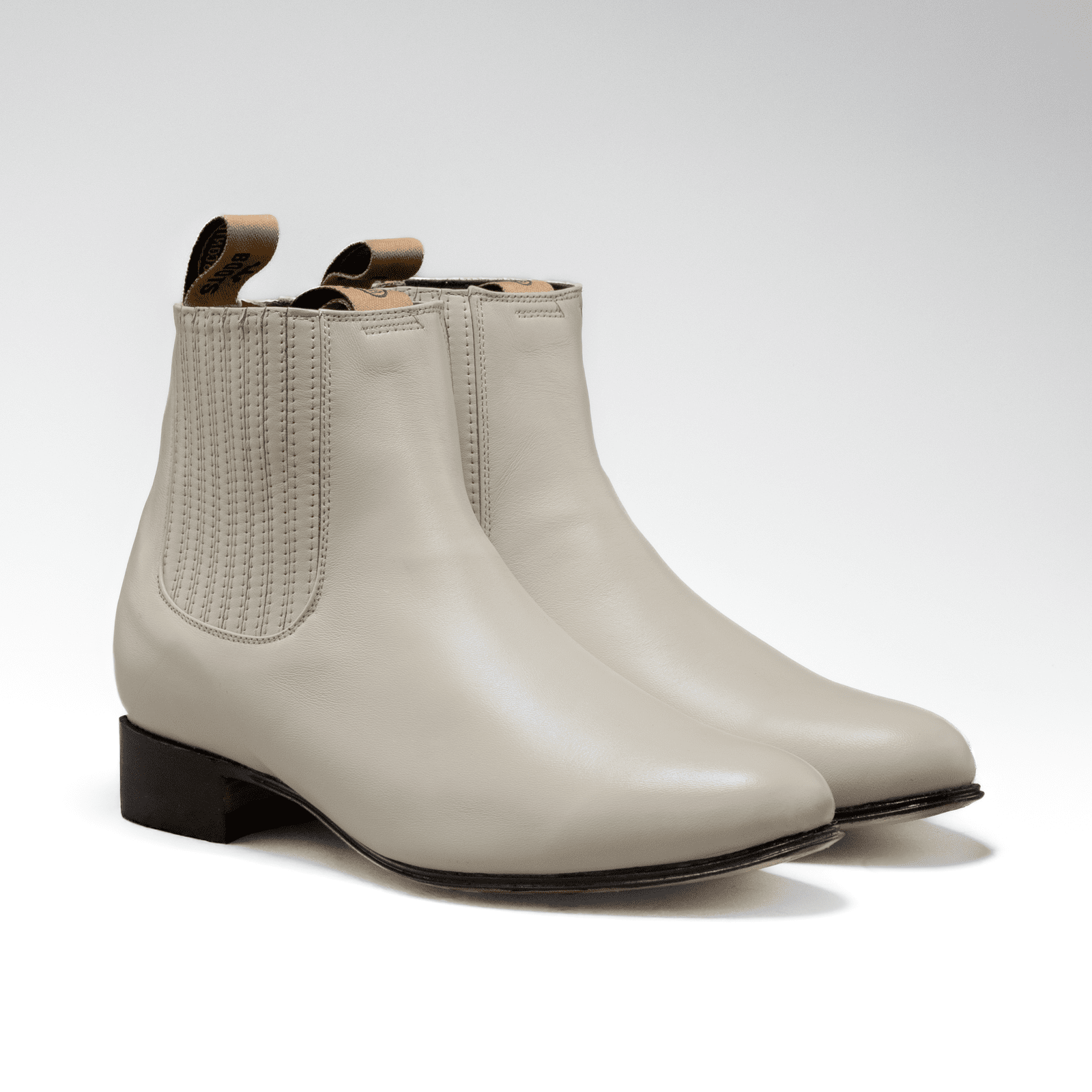 CLASSIC TRADITIONAL CHARRO ANKLE BOOTS BONE PREMIUM LEATHER COWBOY BOO ...